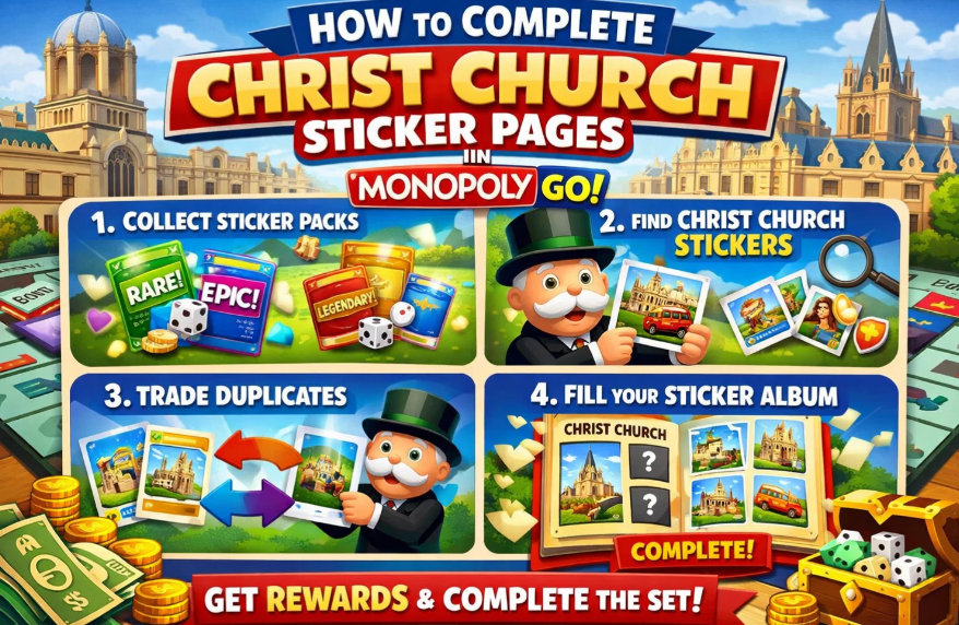 How to Complete Christ Church Sticker Pages in Monopoly Go – EpicVault ...